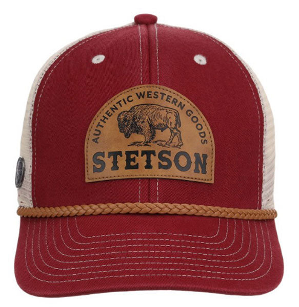 Stetson Authentic Western Goods Leather Patch Trucker Hat - Red – Gavel ...