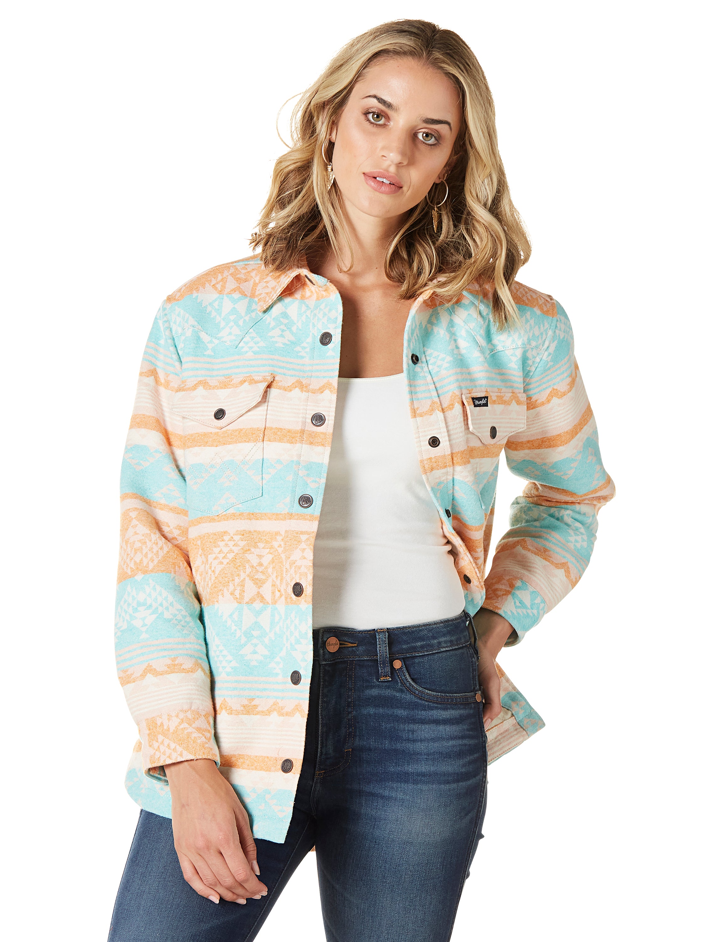 Wrangler Women's Retro Southwestern Aztec Print Shacket – Gavel Western ...