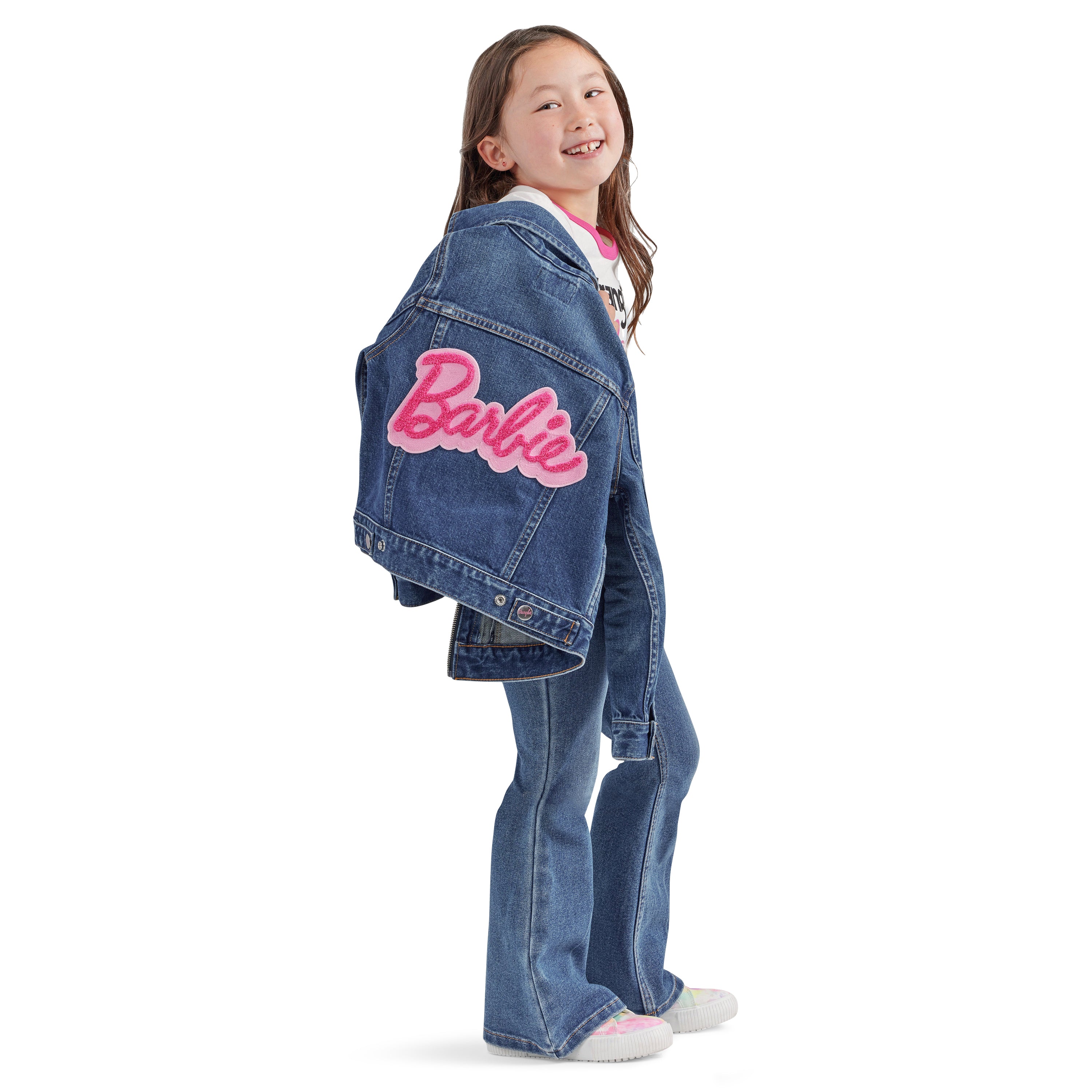 Wrangler x Barbie Girls' Zip Front Denim Jacket in Wrangler Blue ...